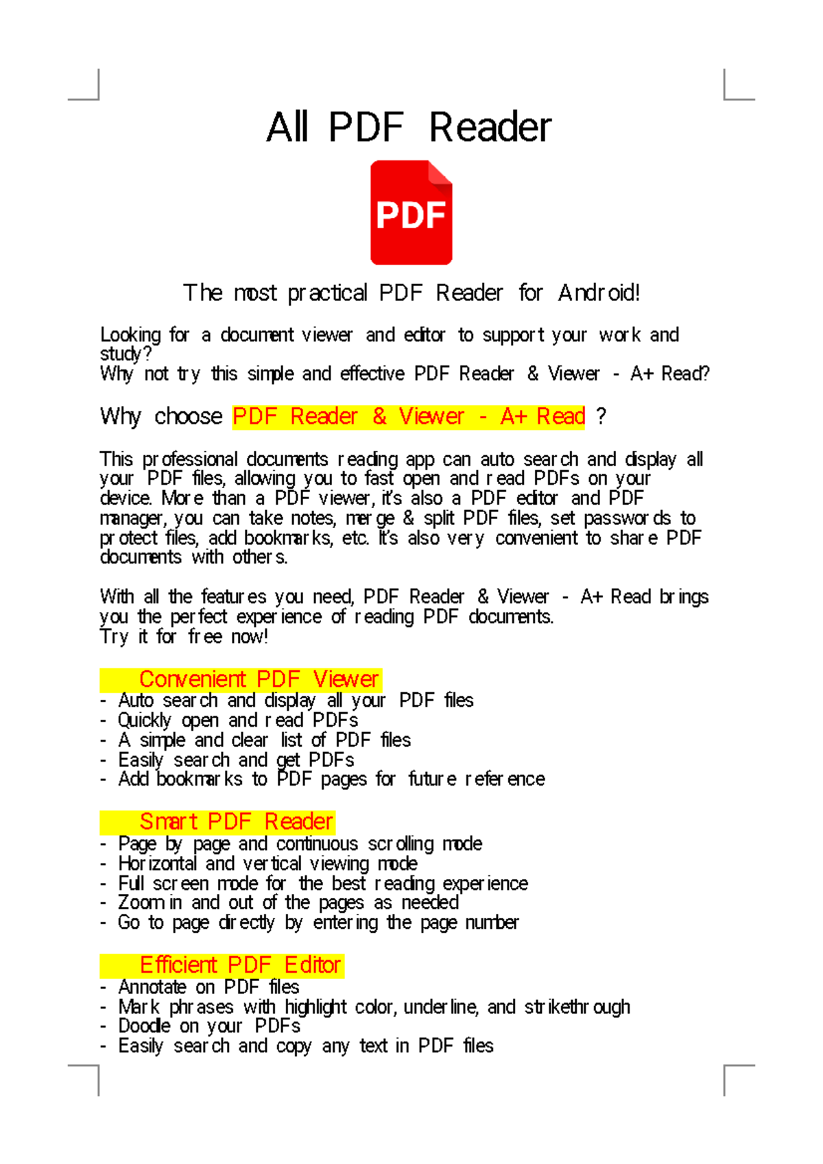 Demo DOCX - demo for docx - All PDF Reader The most pr actical PDF Reader for Andr oid! Looking ...