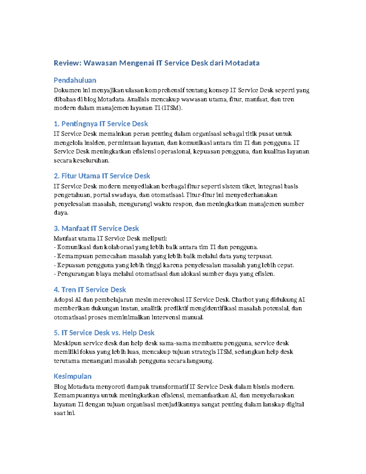 Review IT Service Desk Indonesia - Review: Wawasan Mengenai IT Service ...