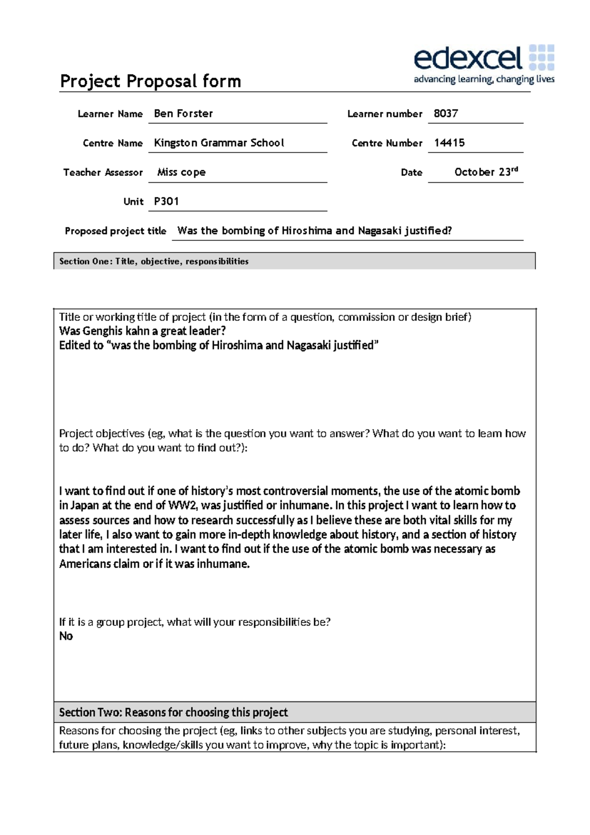 whole of AQA latin a level - Project Proposal form Learner Name Ben ...