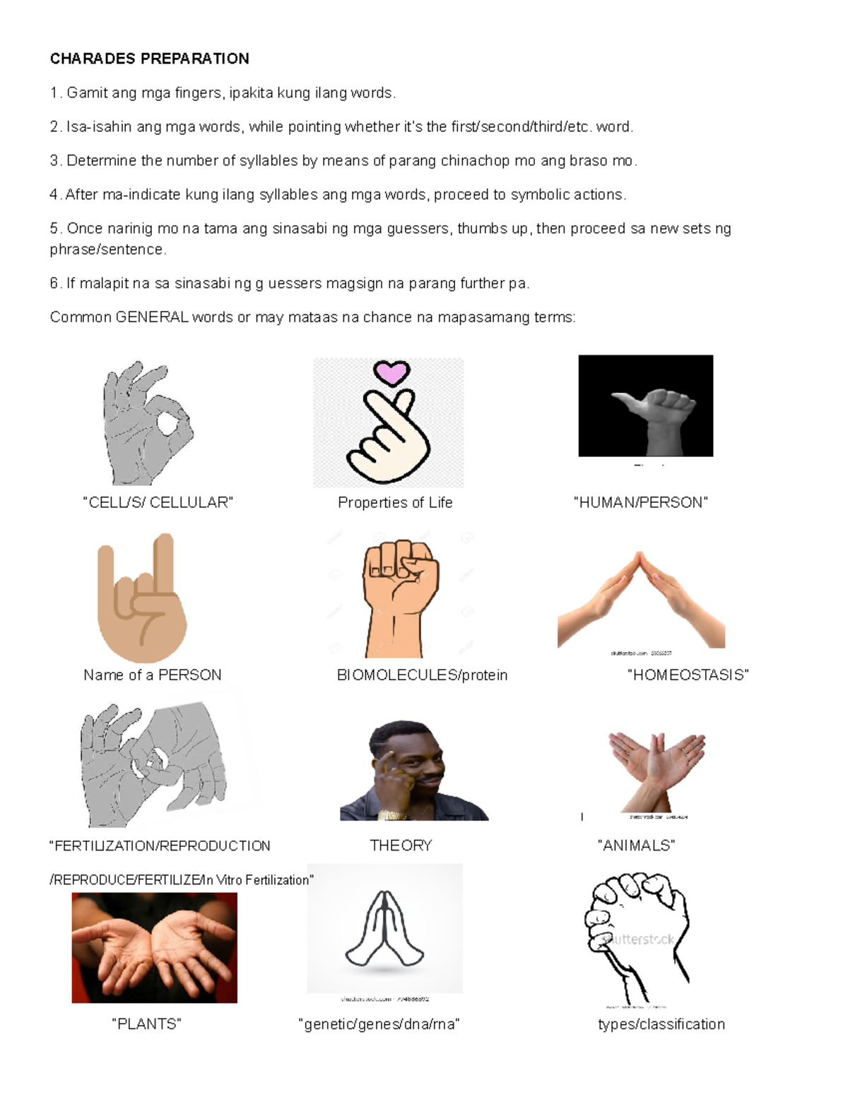 Charades Preparation for activitie - CHARADES PREPARATION Gamit ang mga ...