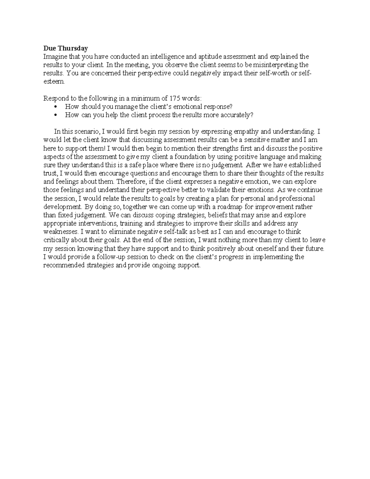 CCMH 535 Discussion Wk 3 - Due Thursday Imagine that you have conducted ...