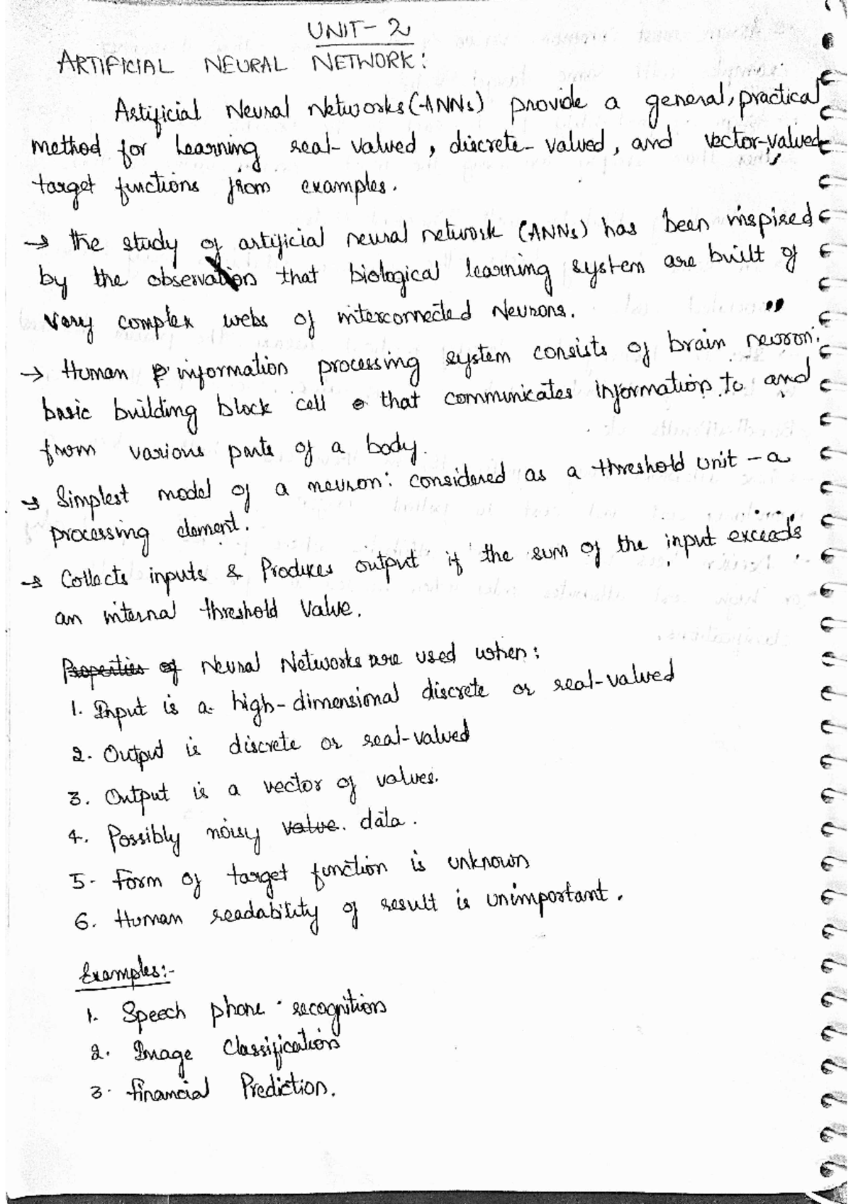 Ml Unit 2 R18 Machine Learning Notes Jntuh 2 Artificial Neural Network Artificial Neural