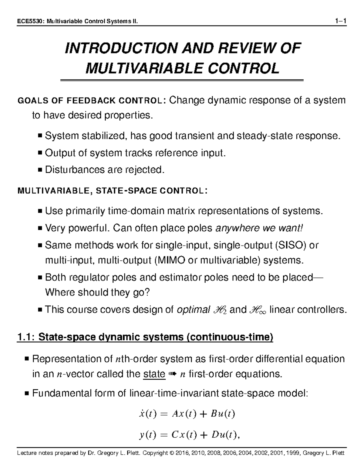 Multivariable Control Systems To Control Diagrams 1 Multiva