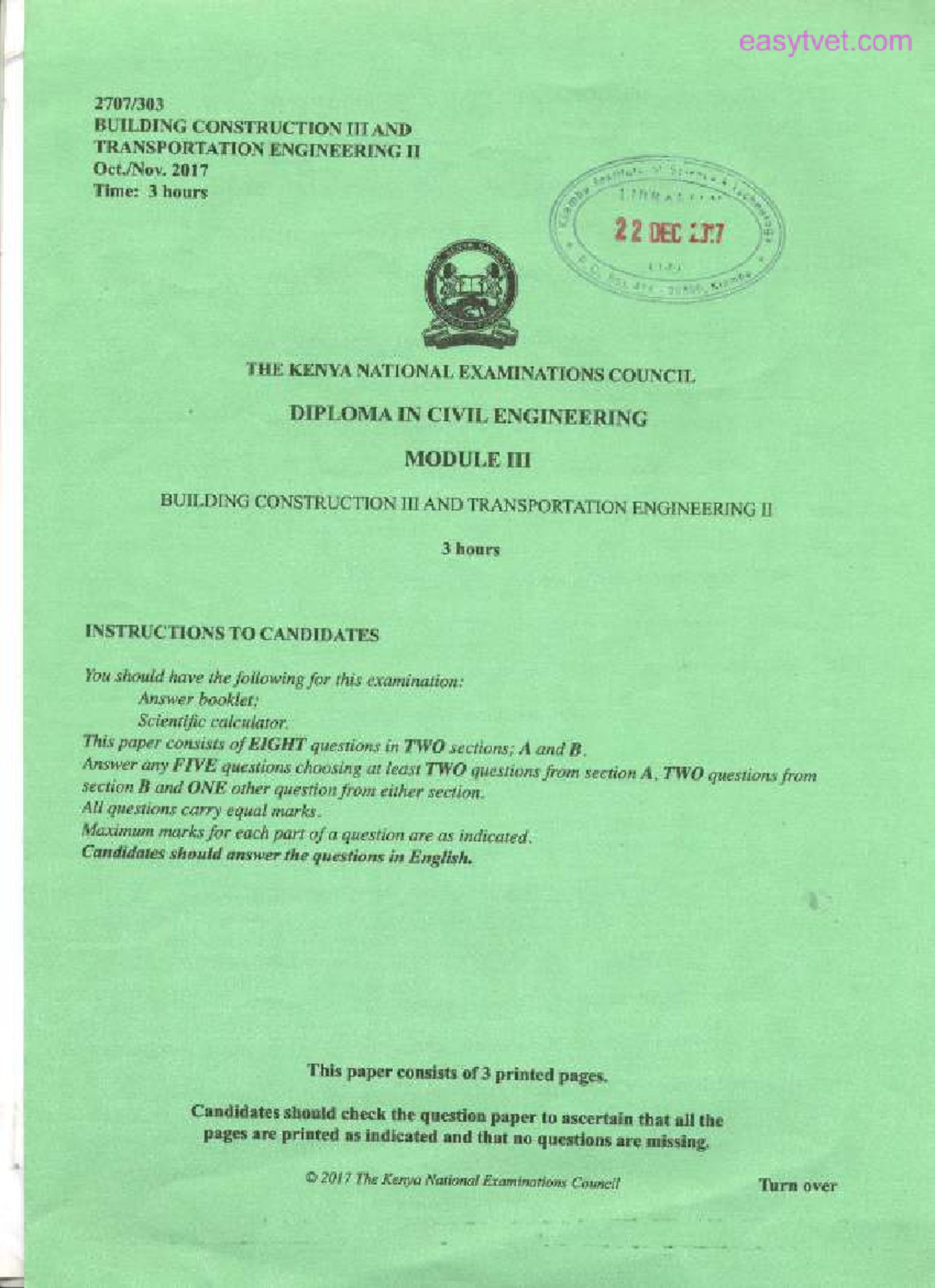 2017 nov - Revision - easytvet BUILDING CONSTRUCTION AND TRANSPORTATION ...