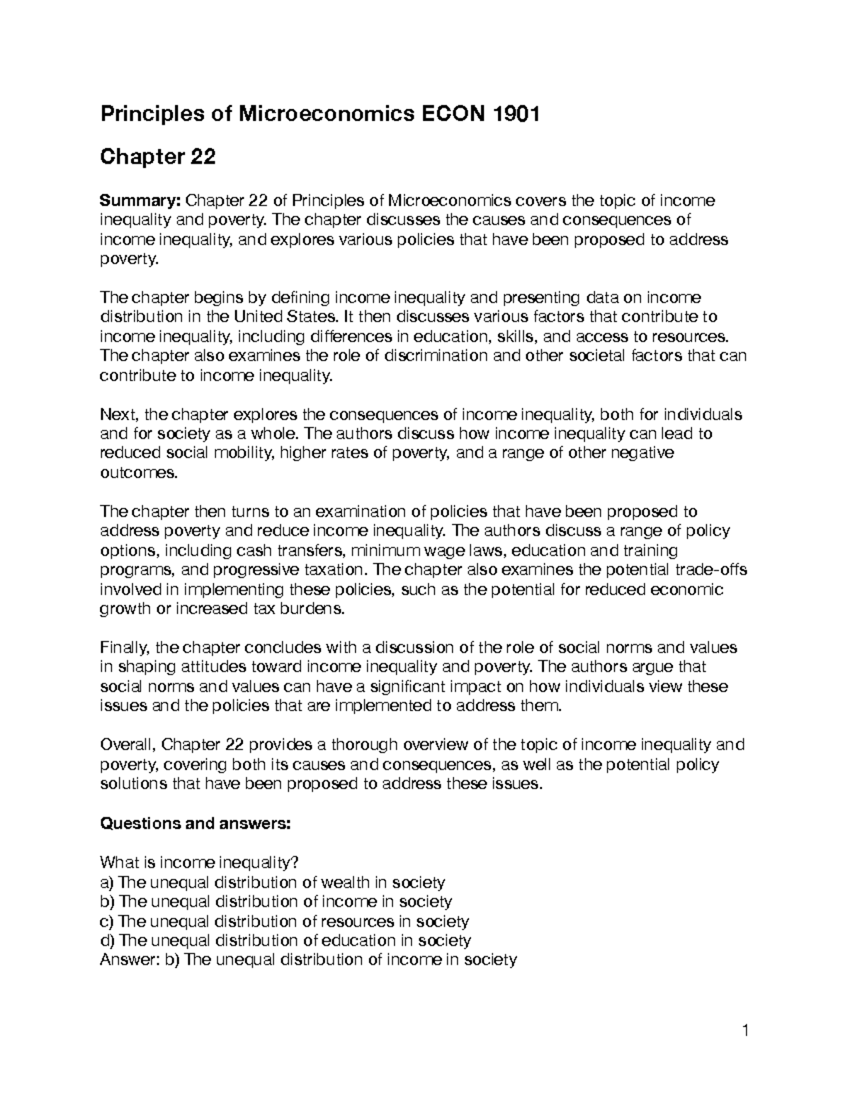ECON 1901 - Chapter 22 - Principles of Microeconomics ECON 1901 Chapter ...