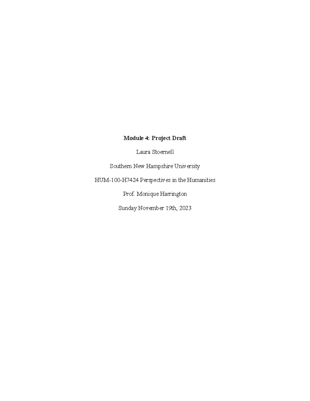 Module 4 - First Draft - Stoernell - Module 4: Project Draft Laura ...