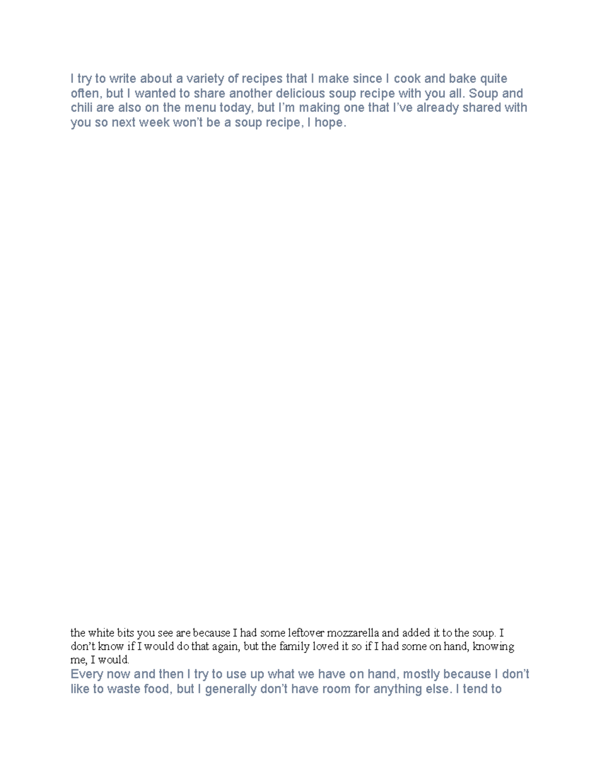 Essay - I try to write about a variety of recipes that I make since I ...