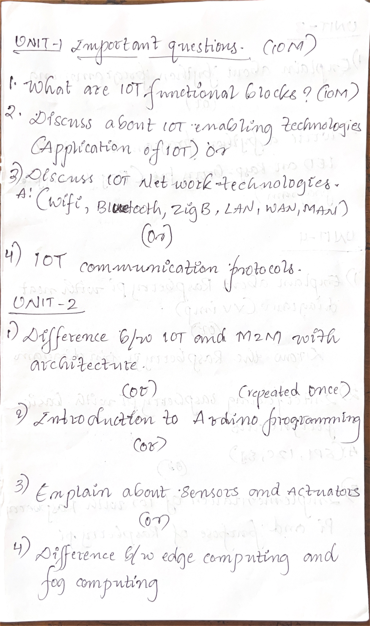 IOT Important questions - (10M) 1. what are IOT functional blocks ...