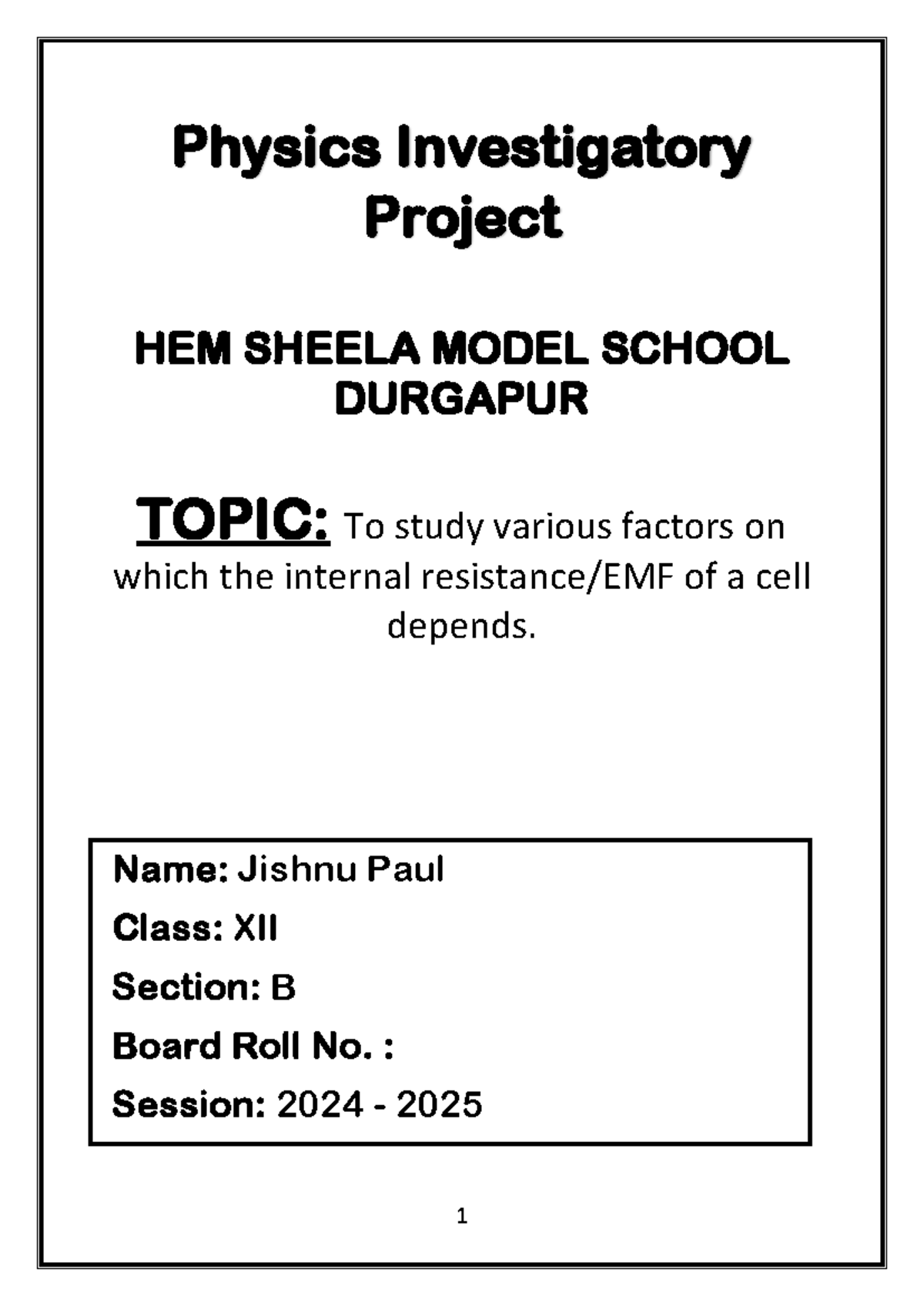 Physics Project PDF - Notes - Physics Investigatory Project HEM SHEELA ...