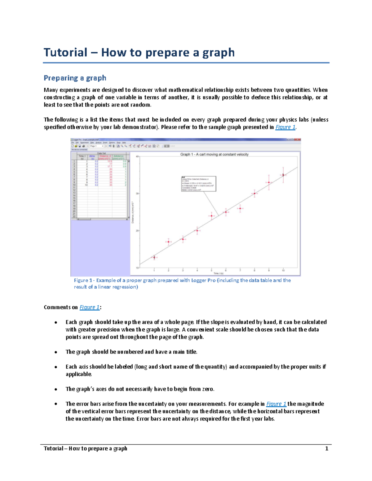 How to prepare a graph - When constructing a graph of one variable in ...