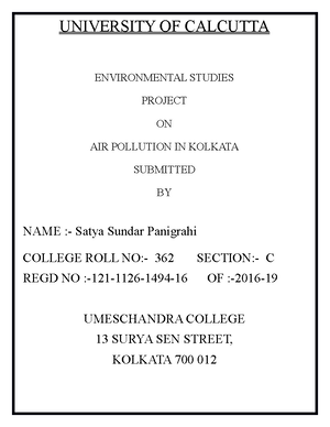 ENVS 6 - Evs project - ENVIRONMENTAL STUDIES EN VIRONMENTAL STUDIES ...