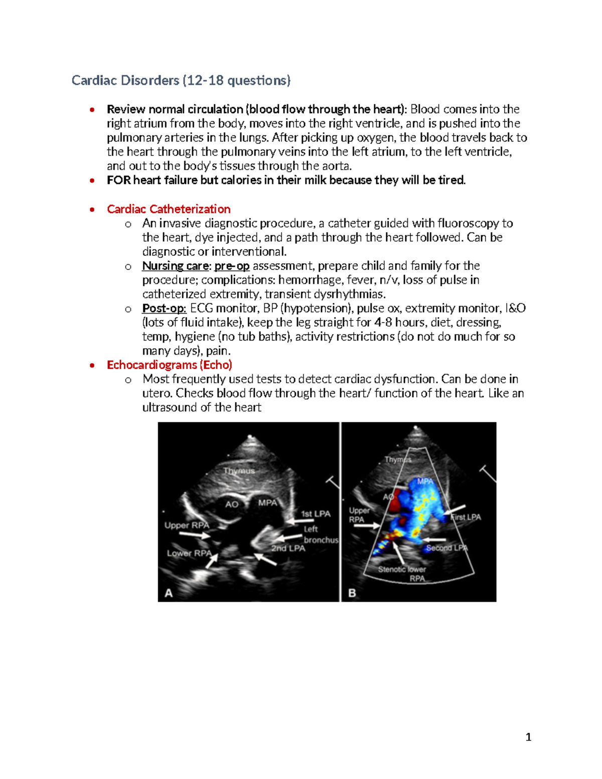 Peds Exam 3 Blueprint - Cardiac Disorders (12-18 ques3ons) Review ...