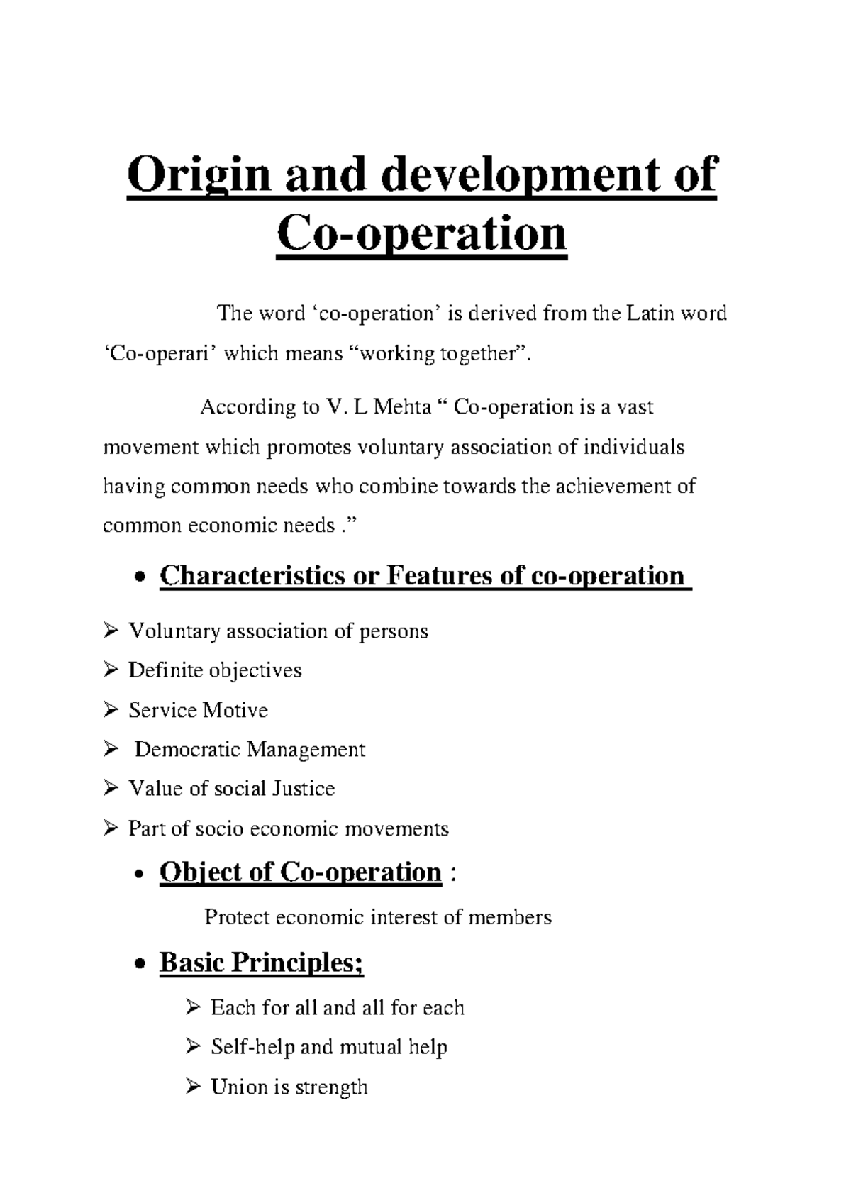 Origin and development of Co-operation - Origin and development of Co ...