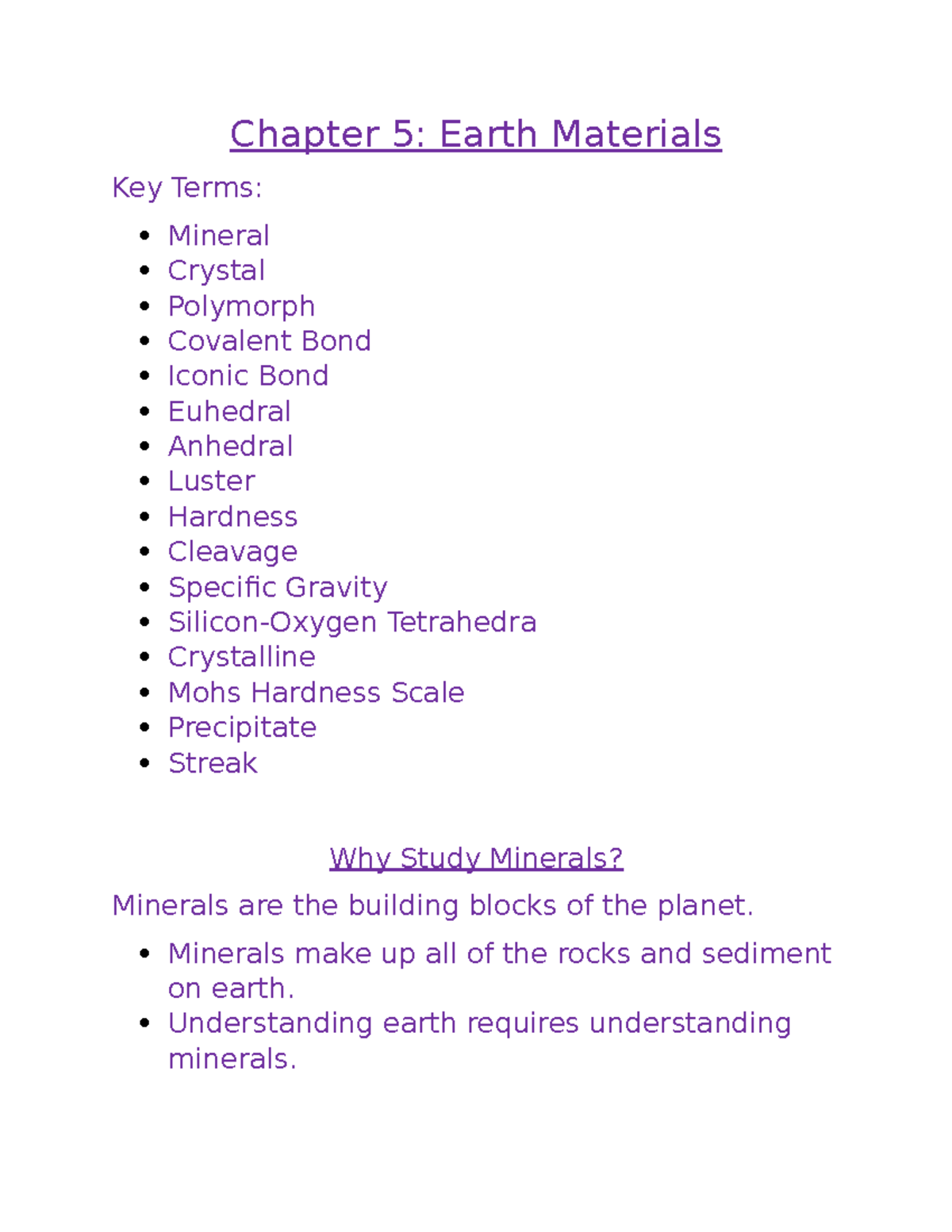 Earth materials - Chapter 5: Earth Materials Key Terms: Mineral Crystal ...
