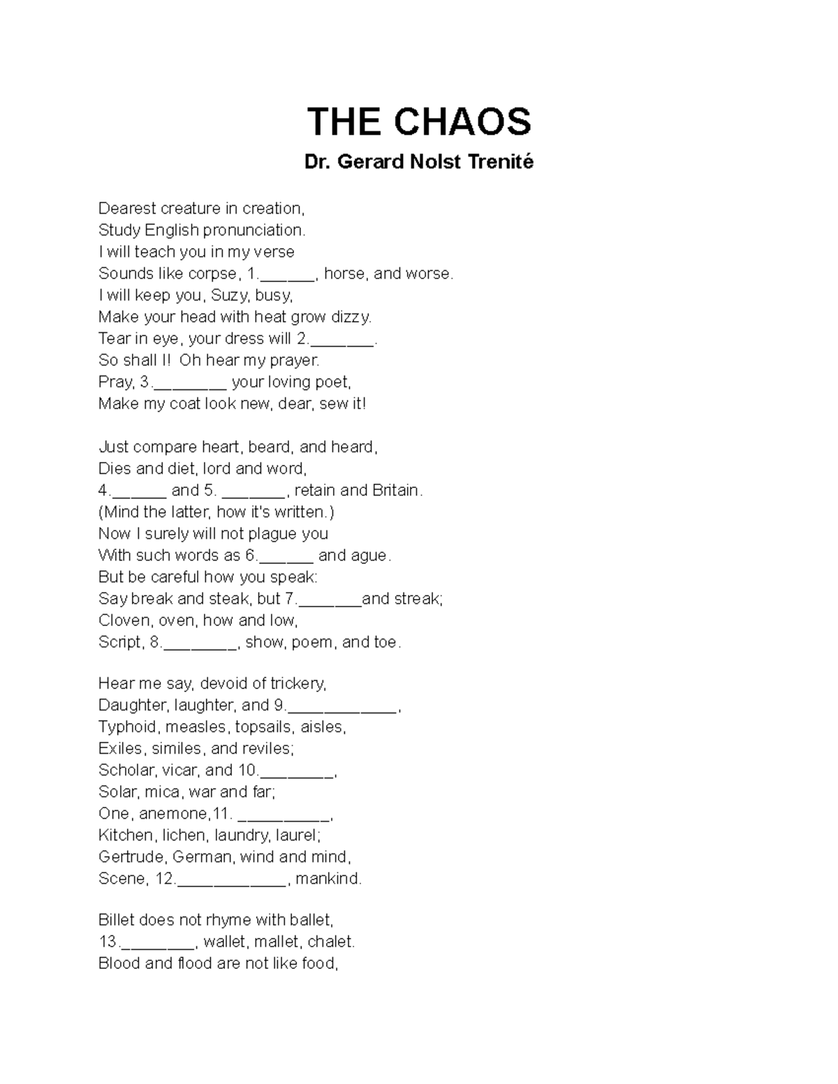 THE Chaos by Dr. Gerard Nolst Trenité - THE CHAOS Dr. Gerard Nolst ...