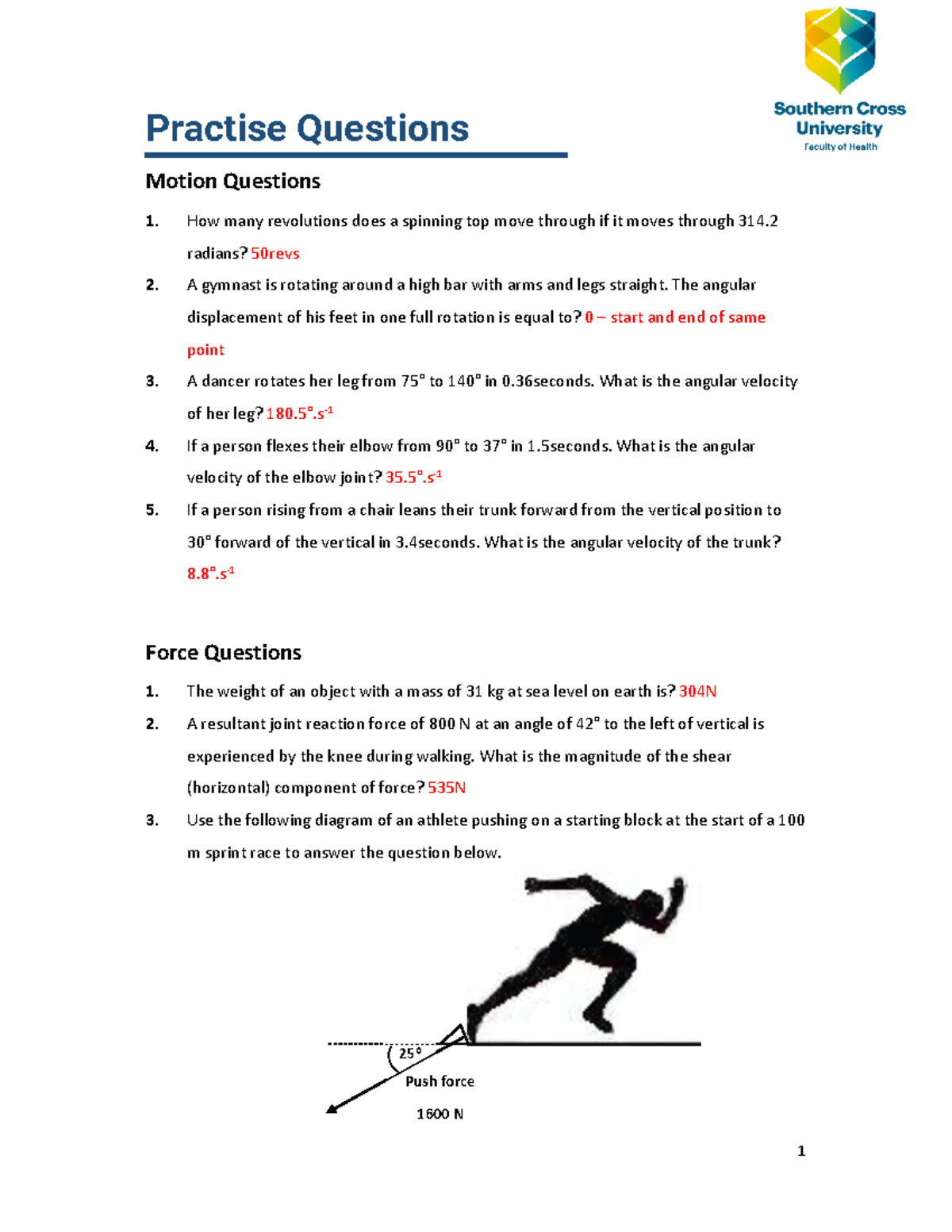 HBIO2003 Module 1 Practise Questions Solutions - 1 Practise Questions ...