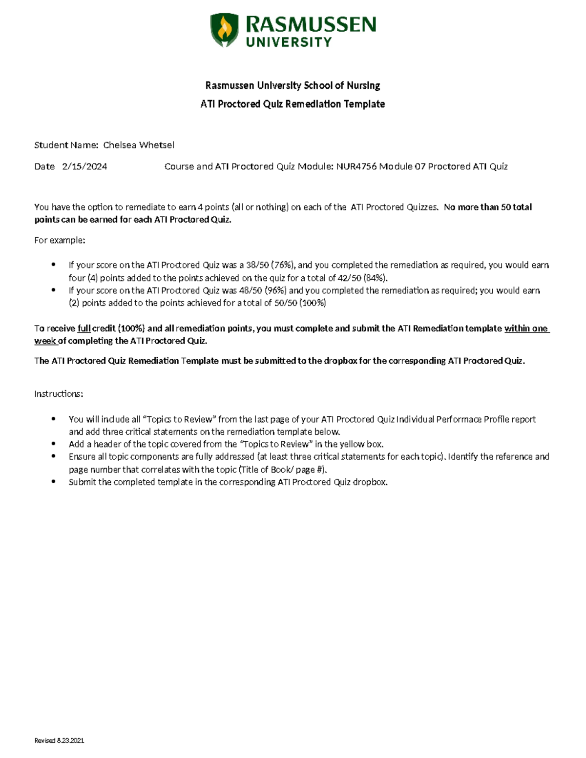 Module 7 Temp ATI - Review final quater capstone - Rasmussen University ...