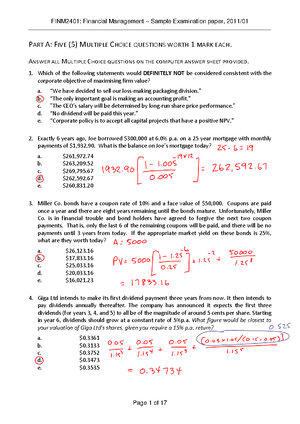 Time Value of Money Practice Problems and Solutions - Finance 440 Review: Time Value of Money ...