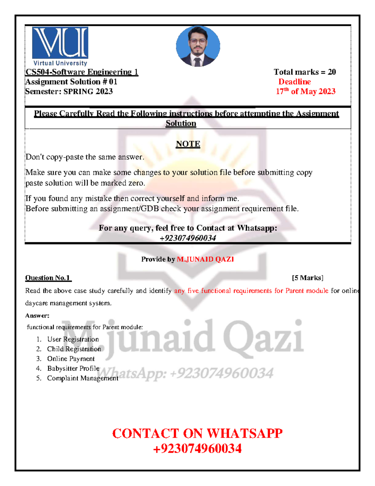 Cs504 Assignment No 1 Solution By M Junaid Qazi Contact On Whatsapp Provide By M Qazi