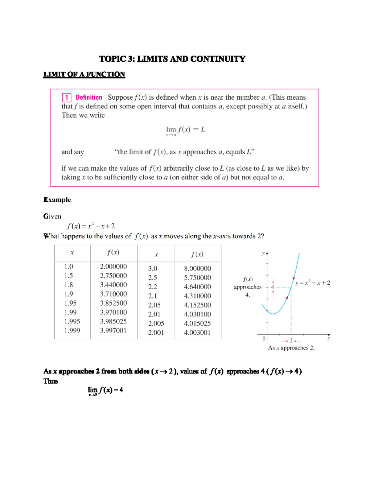 Limit And Continuity Pdf Exam And Answer