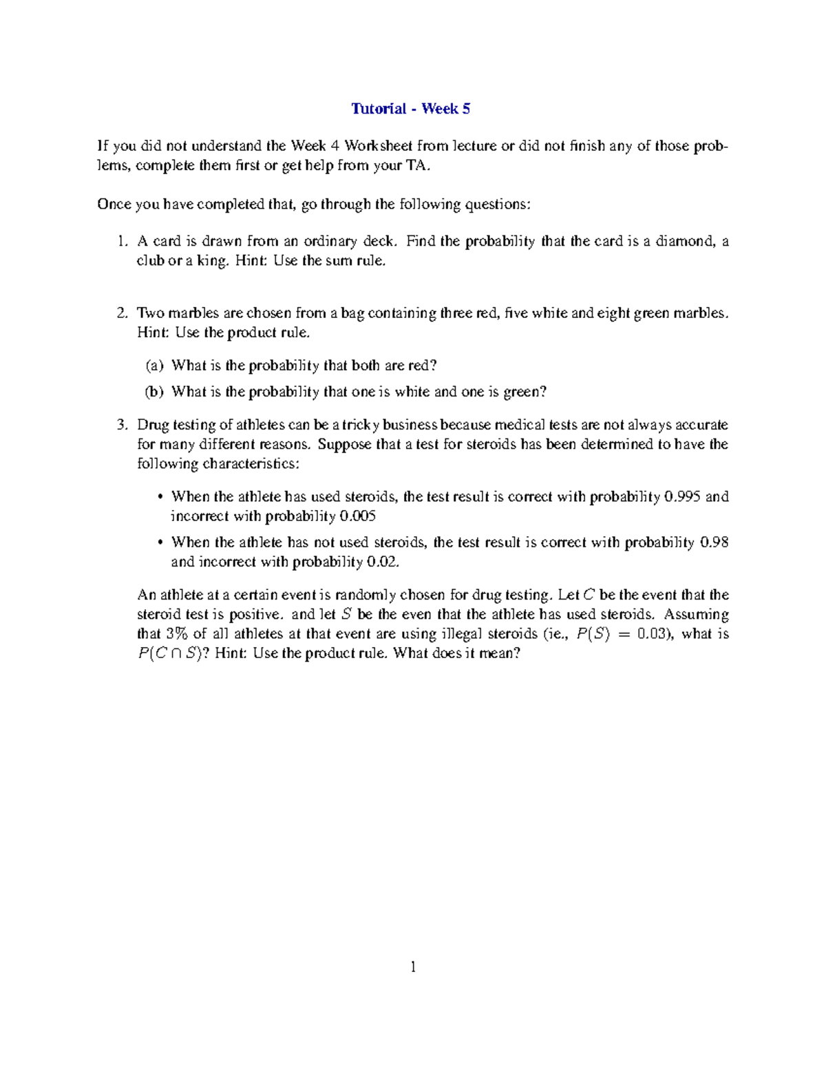 W5 - TUTORIAL - Tutorial - Week 5 If you did not understand the Week 4 ...