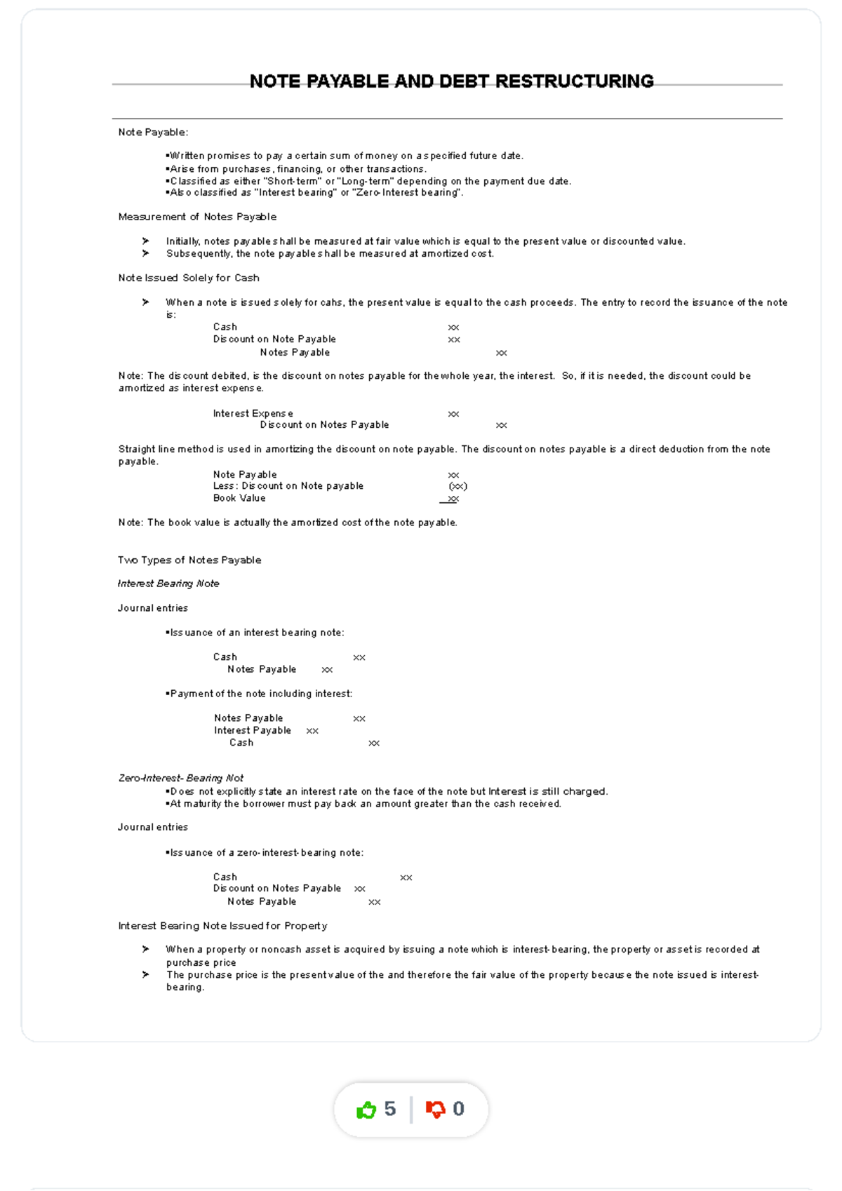 Notes Payable - NOTE PAYABLE AND DEBT RESTRUCTURING Note Payable ...