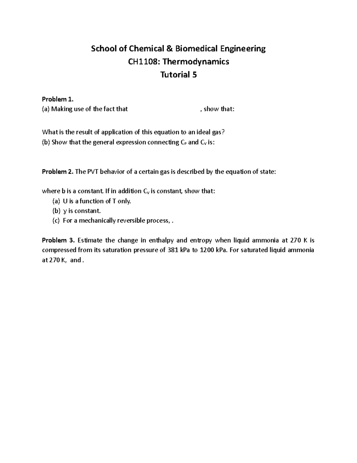 Tutorial 5 Questions - tut - School of Chemical & Biomedical ...