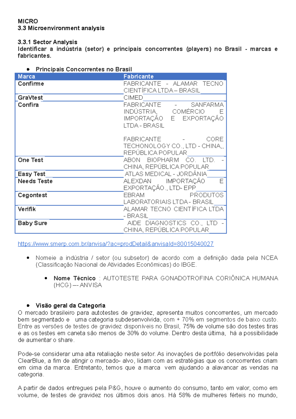 Microambiente - Análise - MICRO 3 Microenvironment analysis 3.3 Sector ...