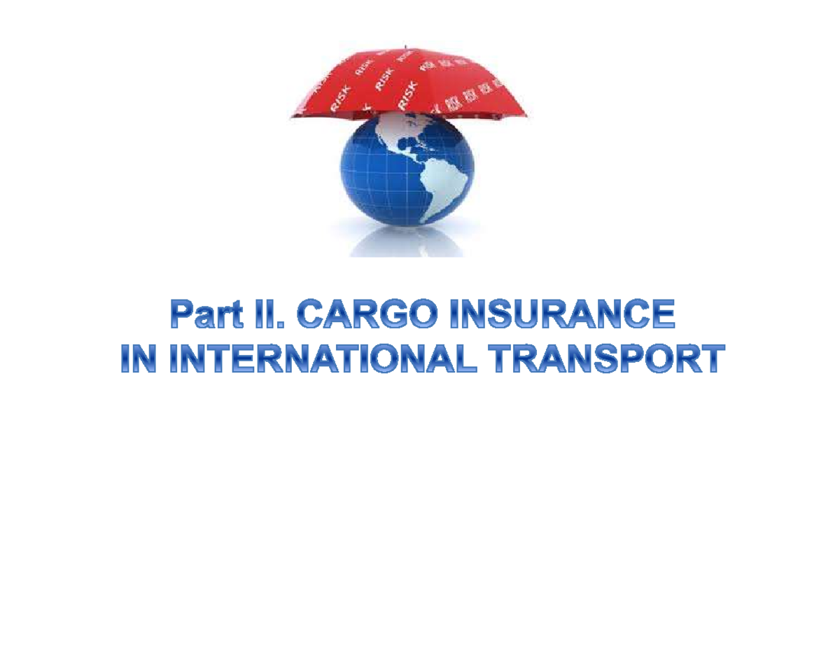 Part II Cargo insurance in international transport - Chapter 1 Basis of ...