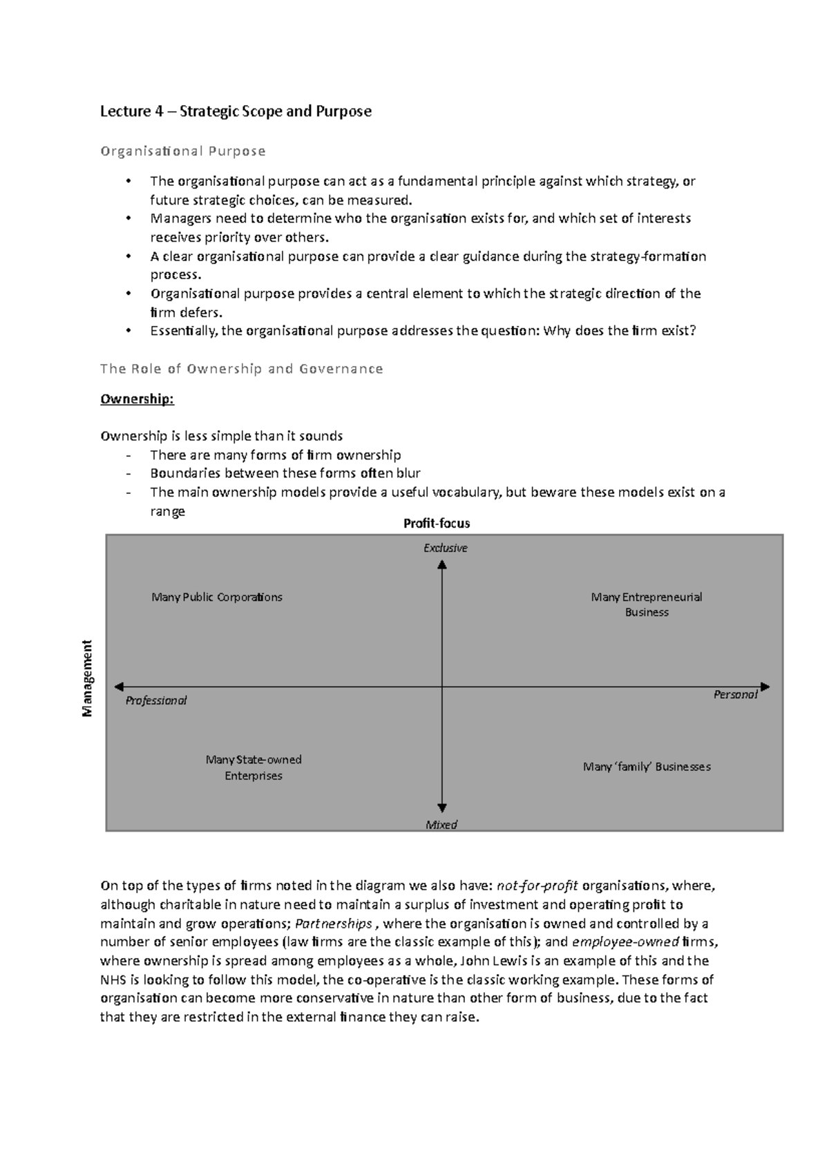 Lecture 4 Strategic Scope and Purpose - Lecture 4 – Strategic Scope and ...