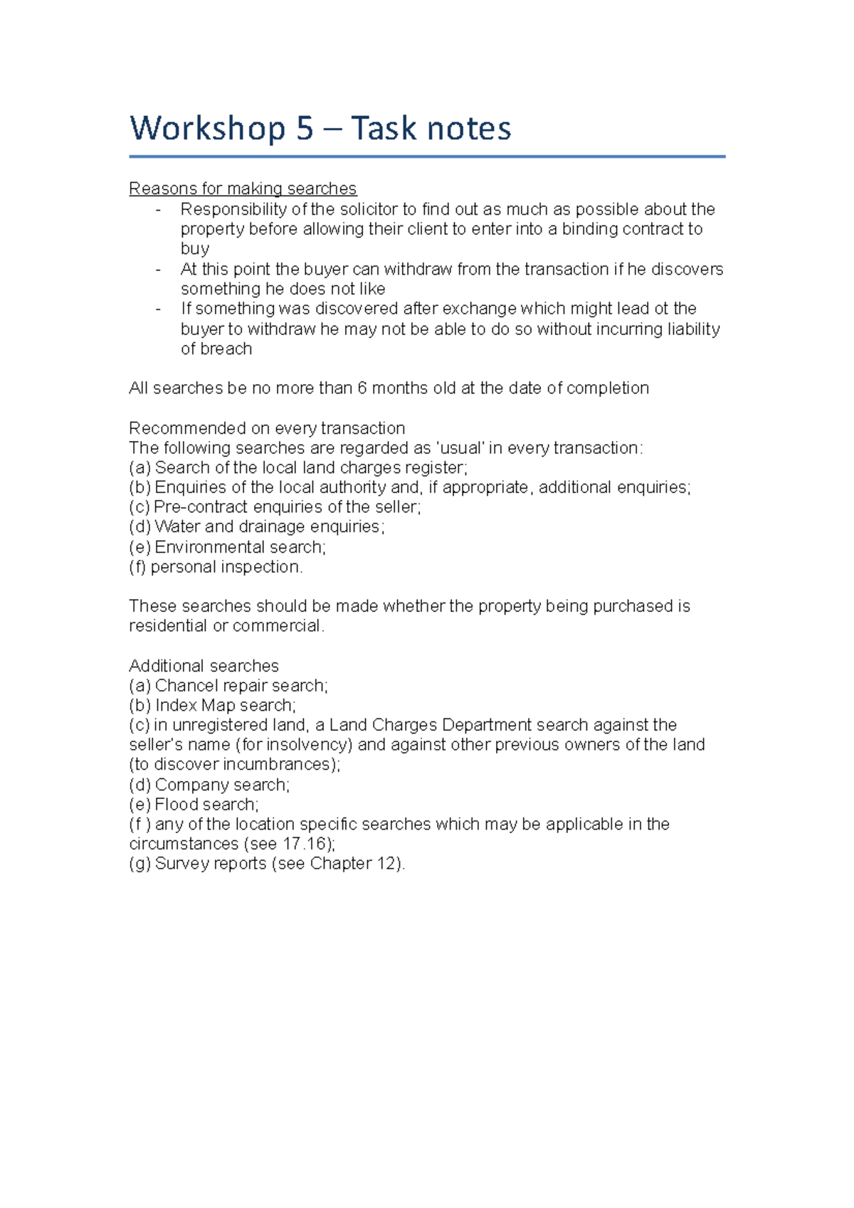 Workshop 5 – task notes - 1920 RE - Studocu