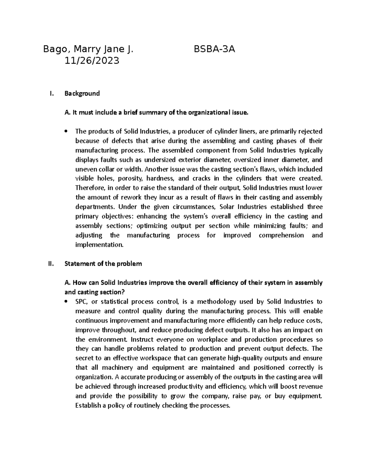 Bago 10 Act1 - Summary BSBA Operations Management - Bago, Marry Jane J ...