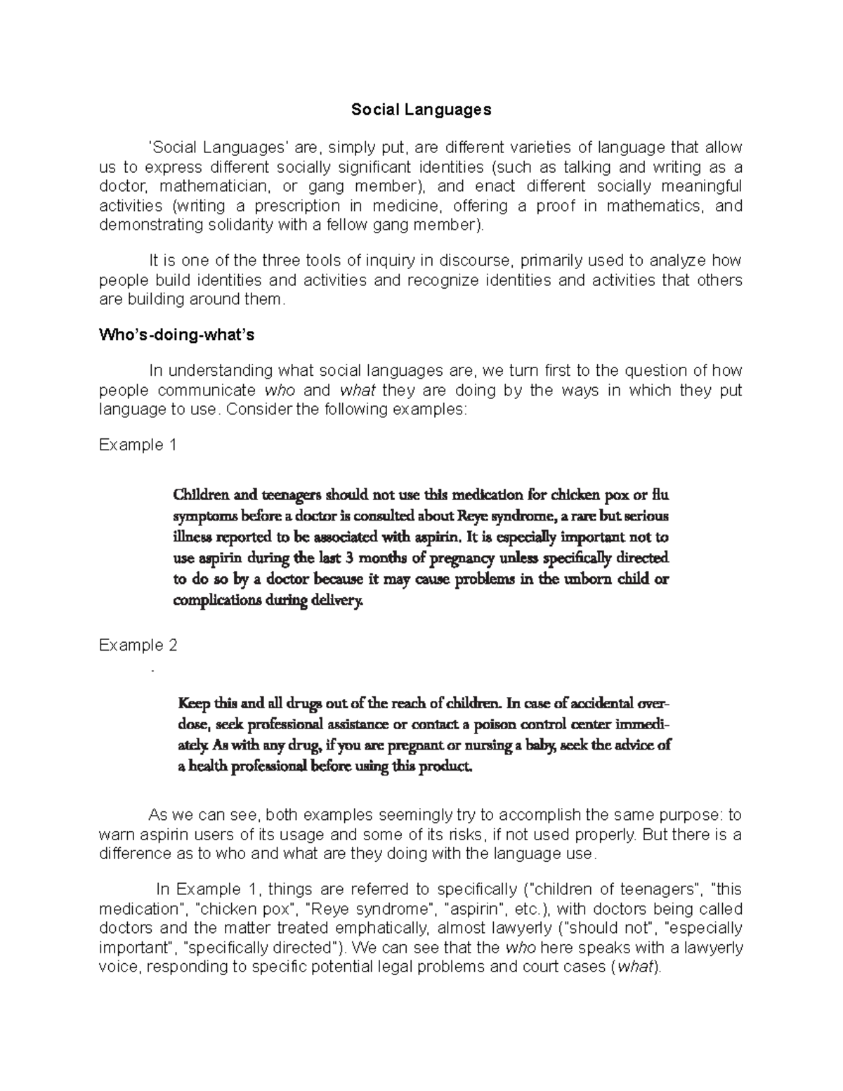 A Paper on Social Languages - Social Languages ‘Social Languages’ are ...