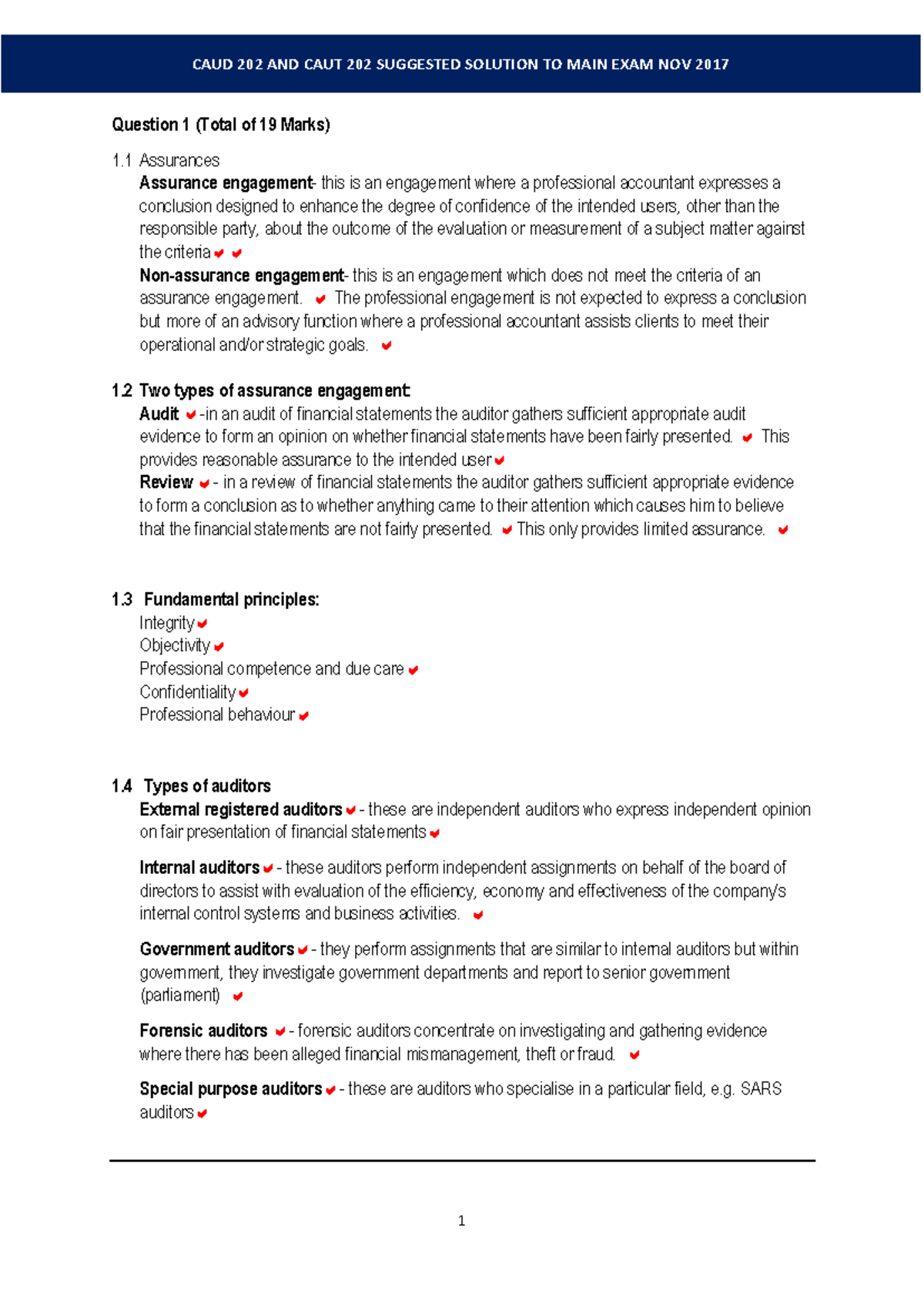 Auditing 2 - Main Exam - Suggested Solution 2017 ...