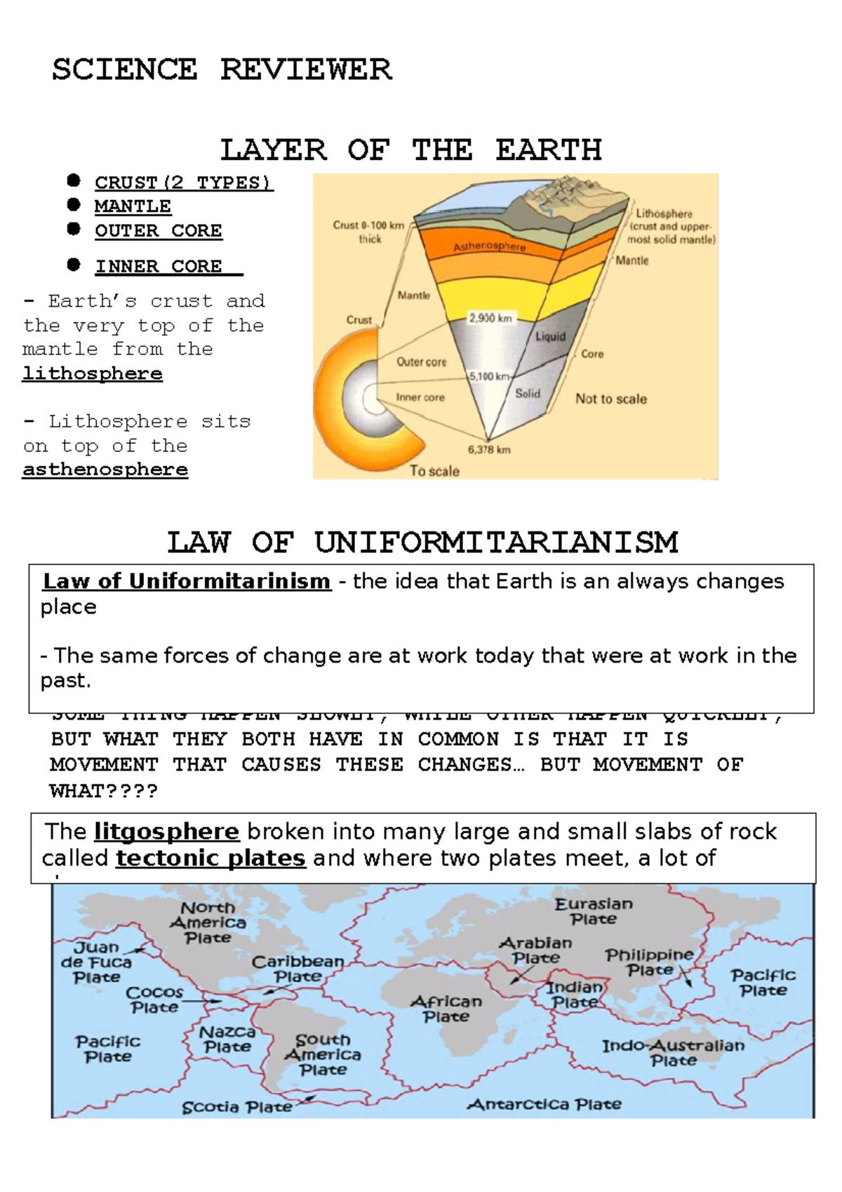 Science- Reviewer - kzdfgfyfbd - SCIENCE REVIEWER LAYER OF THE EARTH ...