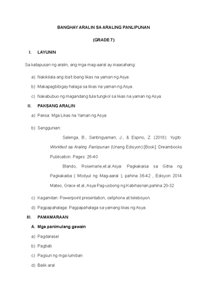 Banghay Aralin sa Araling Panlipunan 7 - Relihiyon - 4A’s SEMI DETAILED ...