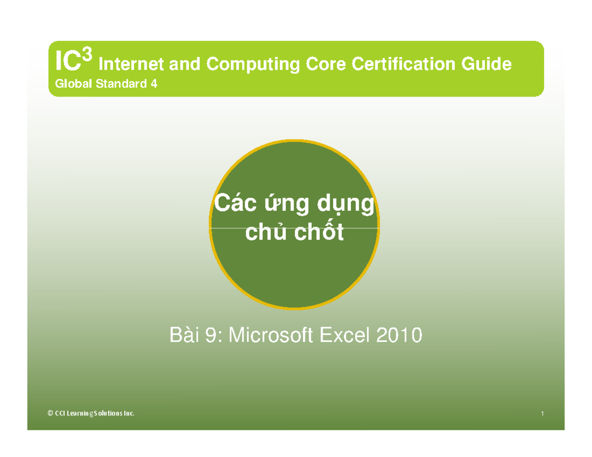Microsoft Excel IC3 - ibbb - 3 ICInternet and Computing Core ...