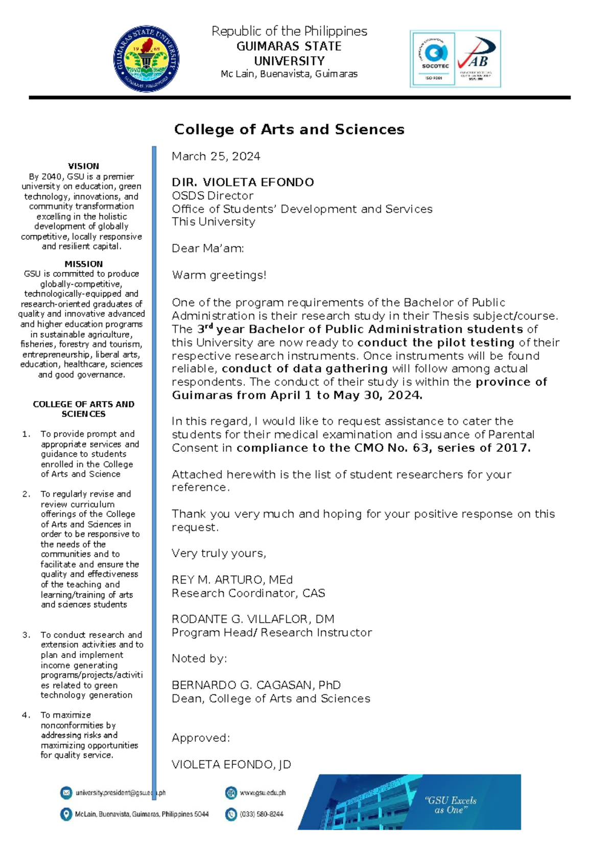 Letter to conduct research-CAS Undergraduate with date 23-2 - Republic ...