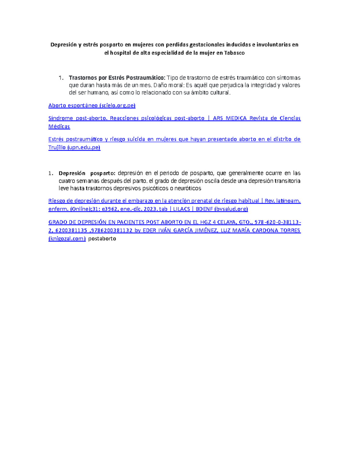 Tarea metodologia - nnbnj - Depresión y estrés posparto en mujeres con ...