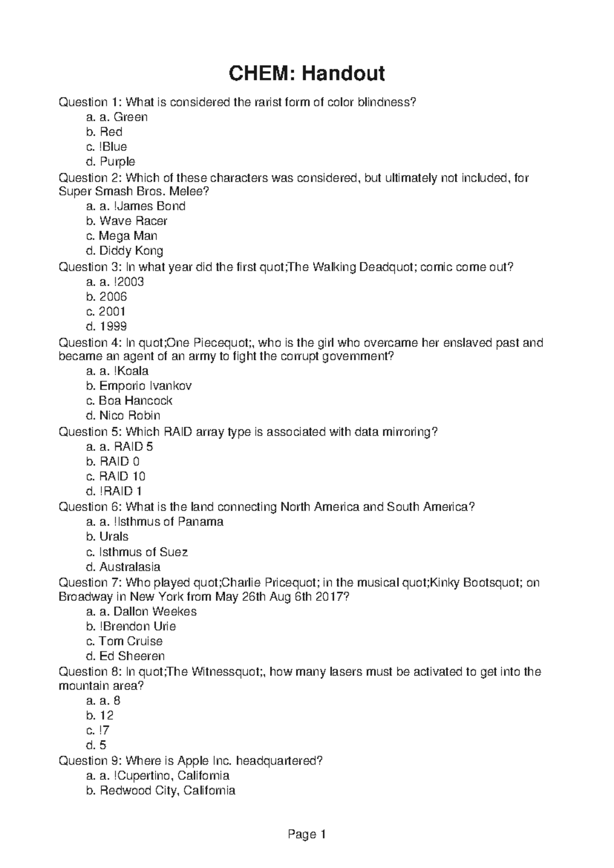Chem148 Answers 1 Progress Report Practice Materials Lecture Notes Practical Summaries