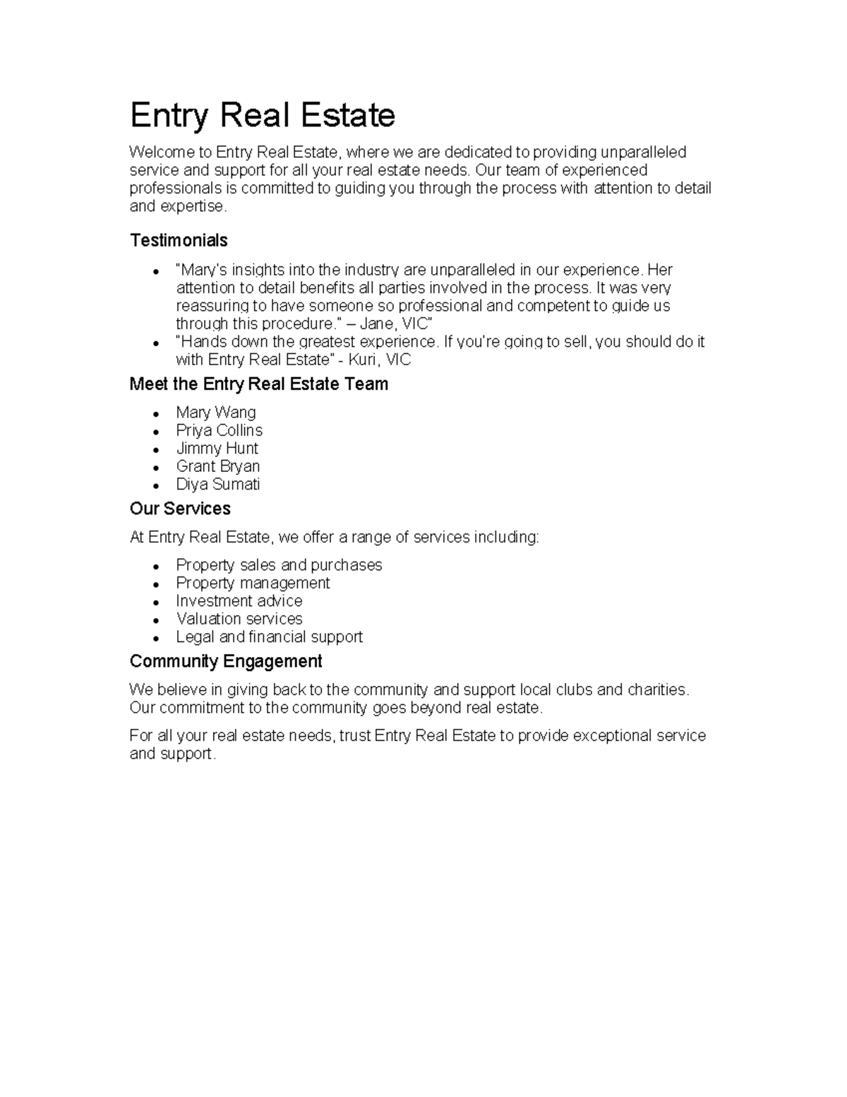 Flyer Entry rducation - Entry Real Estate Welcome to Entry Real Estate ...