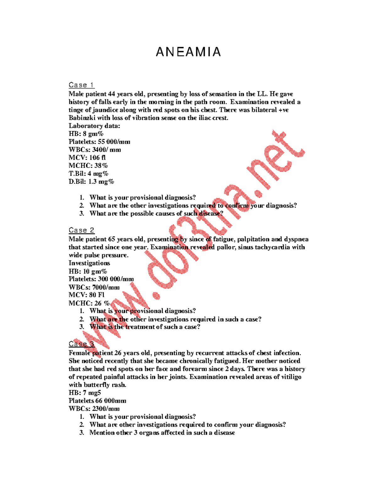 Dr Shaf3y Blood-Revision-06p - AN EAM I A Ca se 1 Male patient 44 years ...