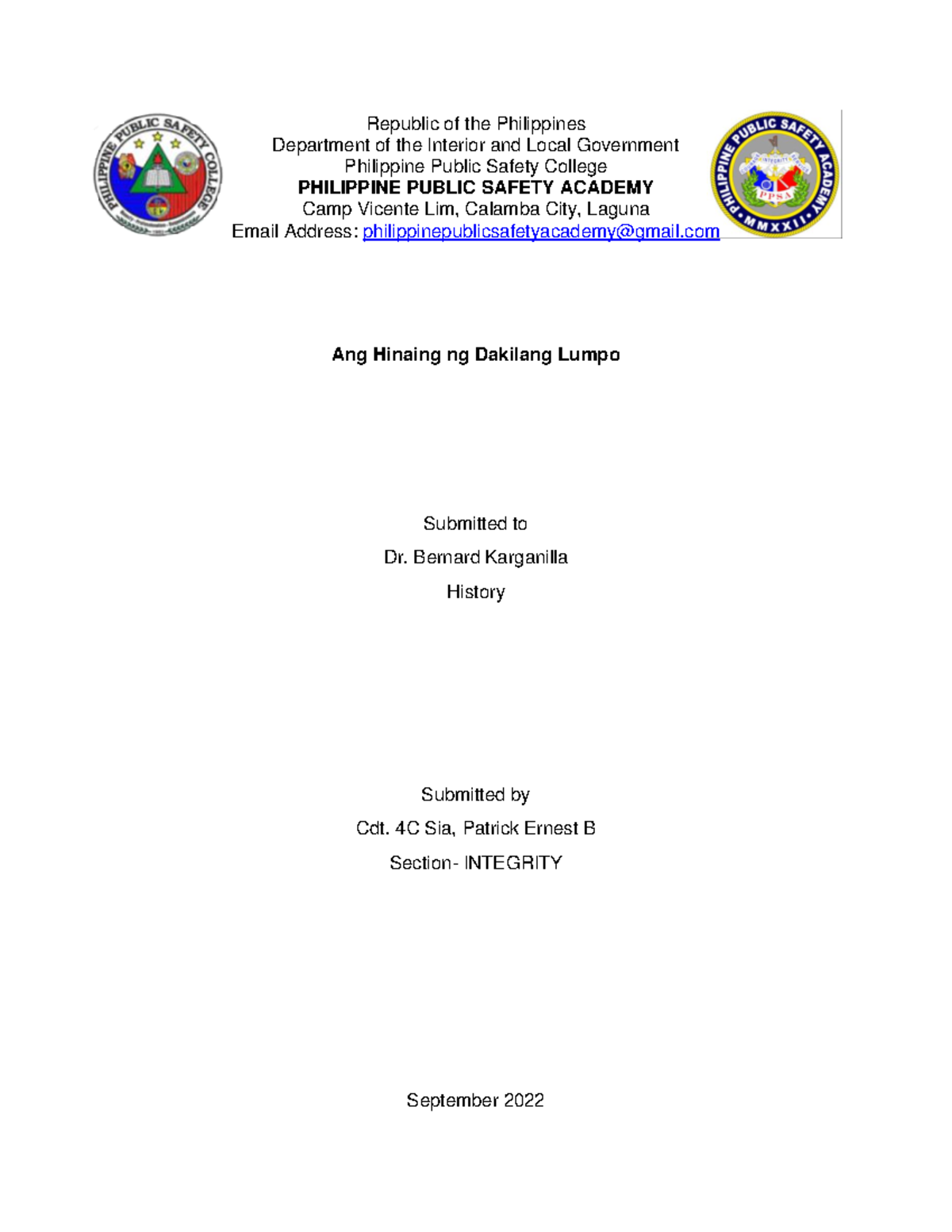 Sia Patrick Ernest Biley Ang Hinaing Ng Dakilang Lumpo - Republic of ...