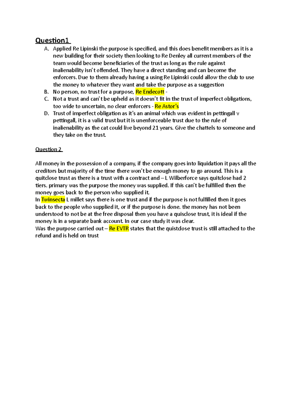 ET3 - equity and trust week 3 - Quesion A. Applied Re Lipinski the ...