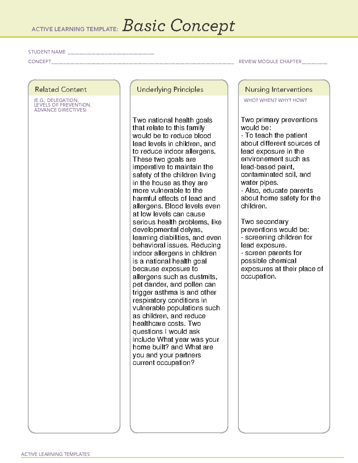 ATI Active Learning Template Basic 2 - NSG-210 - ACTIVE LEARNING ...