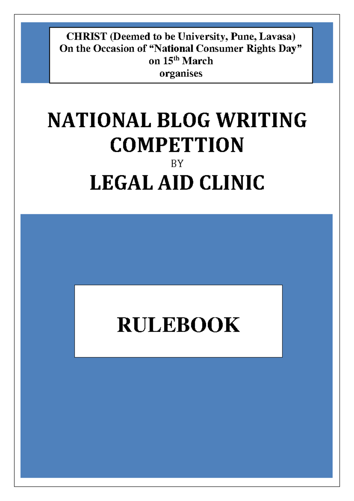 Rulebook Final Blog writing competition - RULEBOOK CHRIST (Deemed to be ...