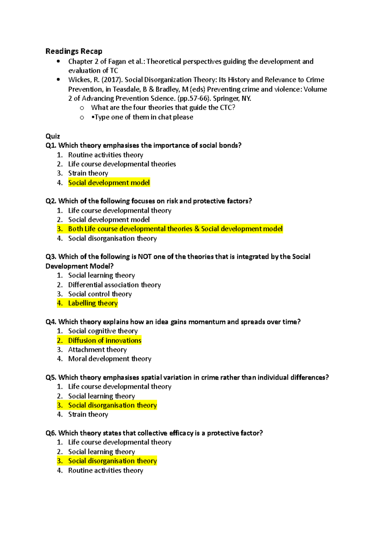 Tutorial - week 2 - Readings Recap Chapter 2 of Fagan et al ...