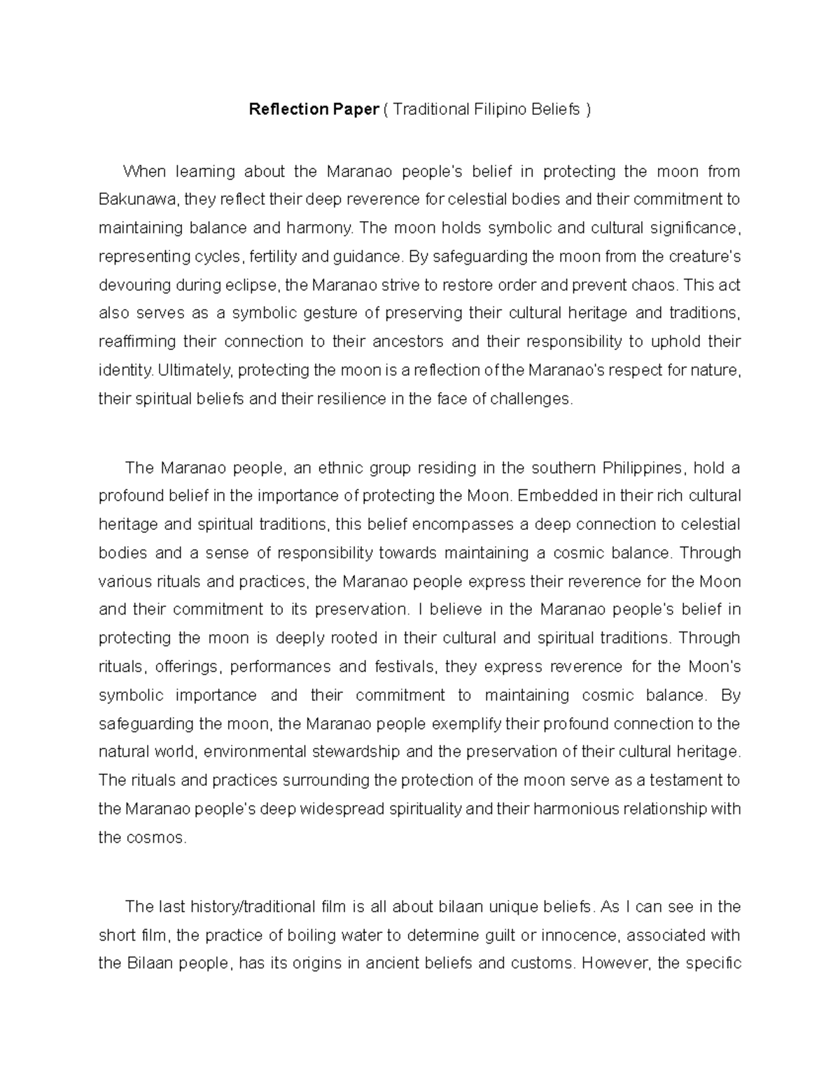 Chapter 23-24 of Rizal's life - Reflection Paper ( Traditional Filipino ...