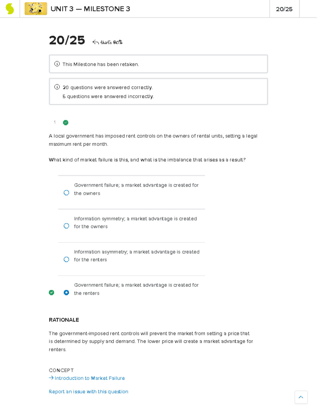 Milestone 3 attempt 2 - 1 CONCEPT → Introduction to Market Failure 20 / ...