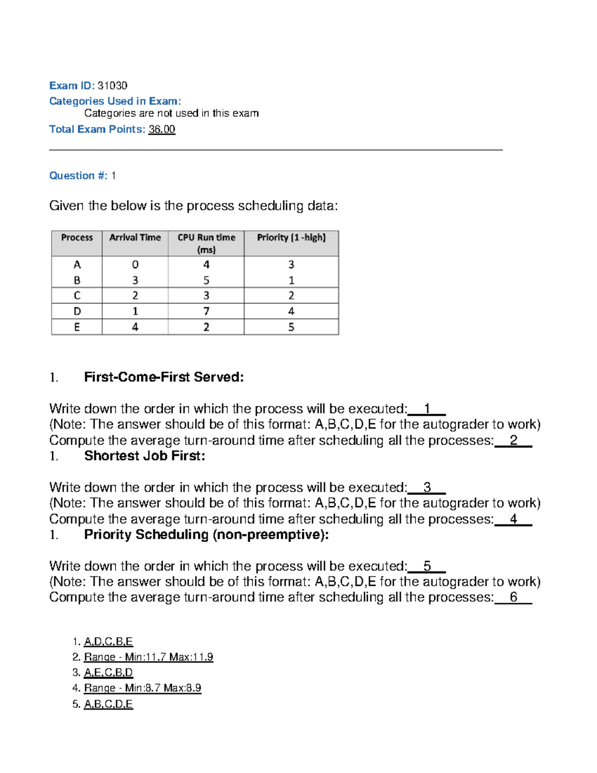 CS2106 Midterm AY2223 Sem2 - Exam ID: 31030 Categories Used in Exam ...
